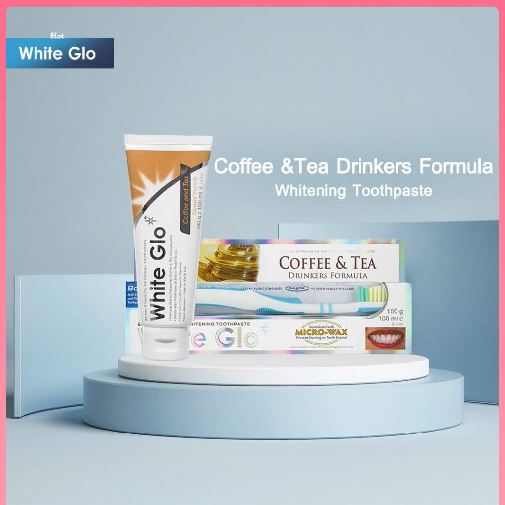 White Glo Coffee & Tea Stain Remover Toothpaste 150g + FOC TOOTHBRUSH ...
