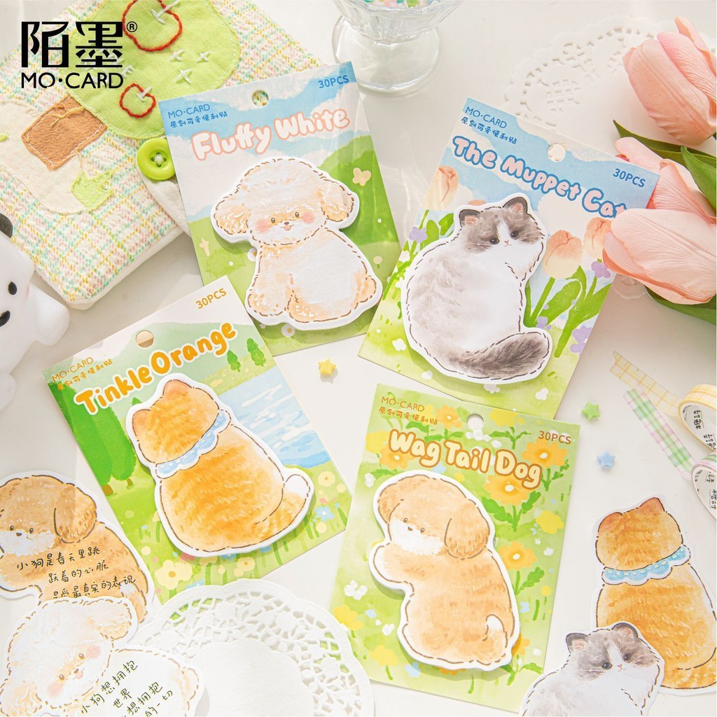 30 pcs Cute Self Stick Notes Cartoon Animal Sticky Note Kawaii Markers ...