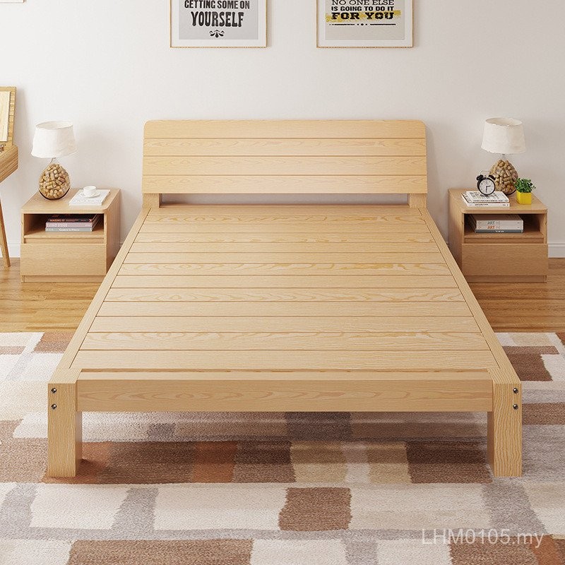 Rice Frame Rental Room Modern Simple Single Bed Solid Wood Bed ...