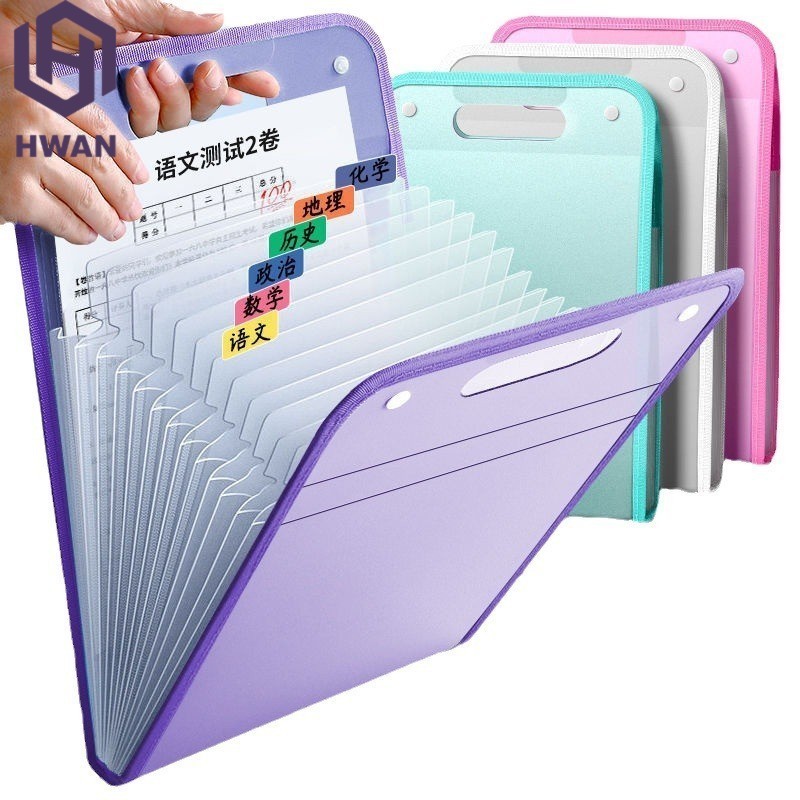 Pocket Handheld Tuition A4 File Holder Exam Paper Storage Bag Multi Layer Expanding Document