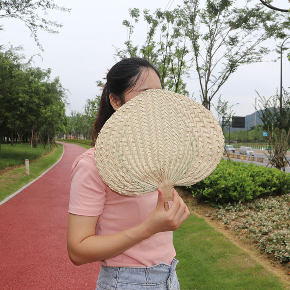 Handmade Straw Woven Fans Natural Raffia Hand Fans Craft Summer Cooling ...