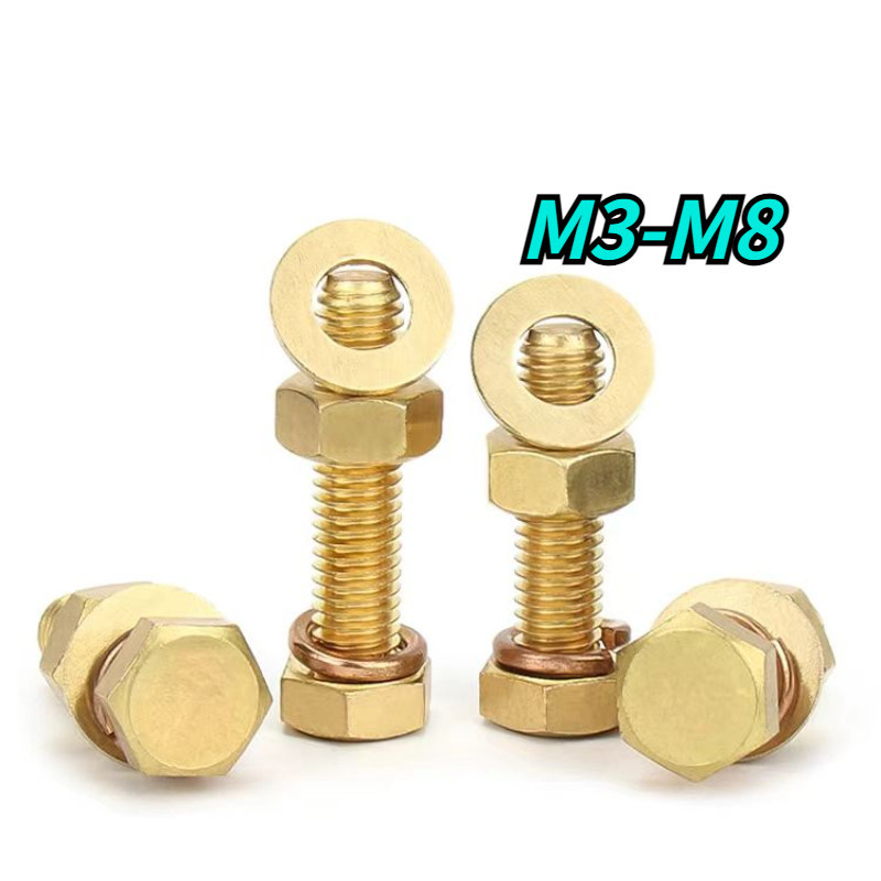 [HNK] Brass External Hexagon Bolt Screw Nut Set Large Complete ...