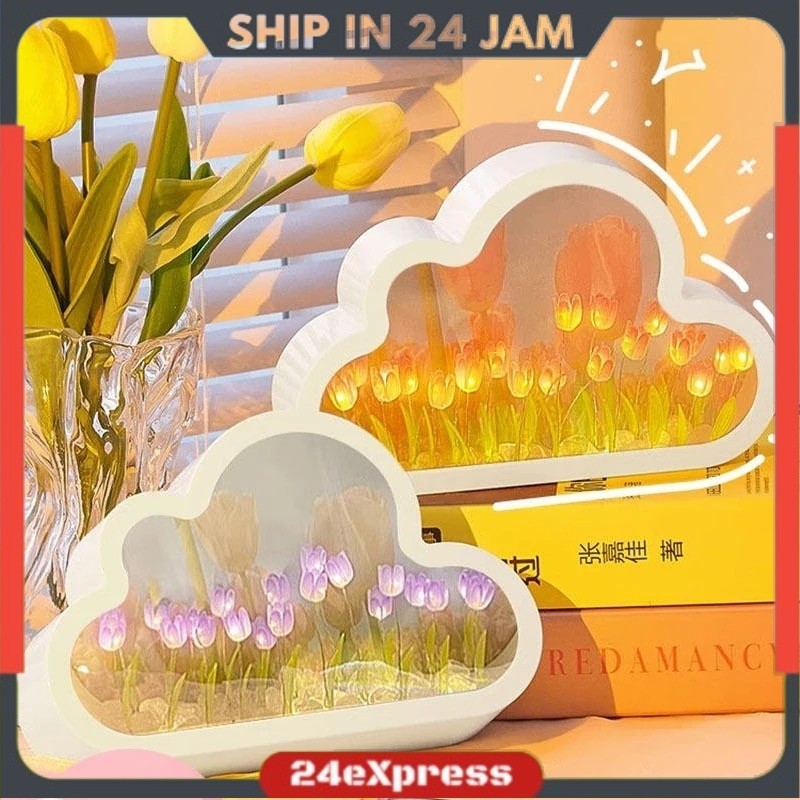 Mirror LED Night Light Lamp Gift & DIY Cloud Tulip Lamp Creative Gift ...
