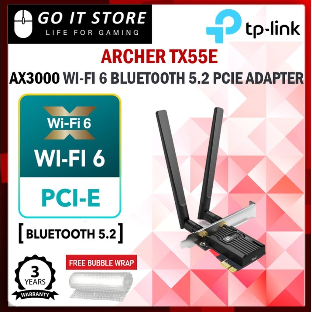 TP-Link WiFi Adapter Archer TX55E AX3000 WiFi 6 & Bluetooth 5.2 PCIe ...