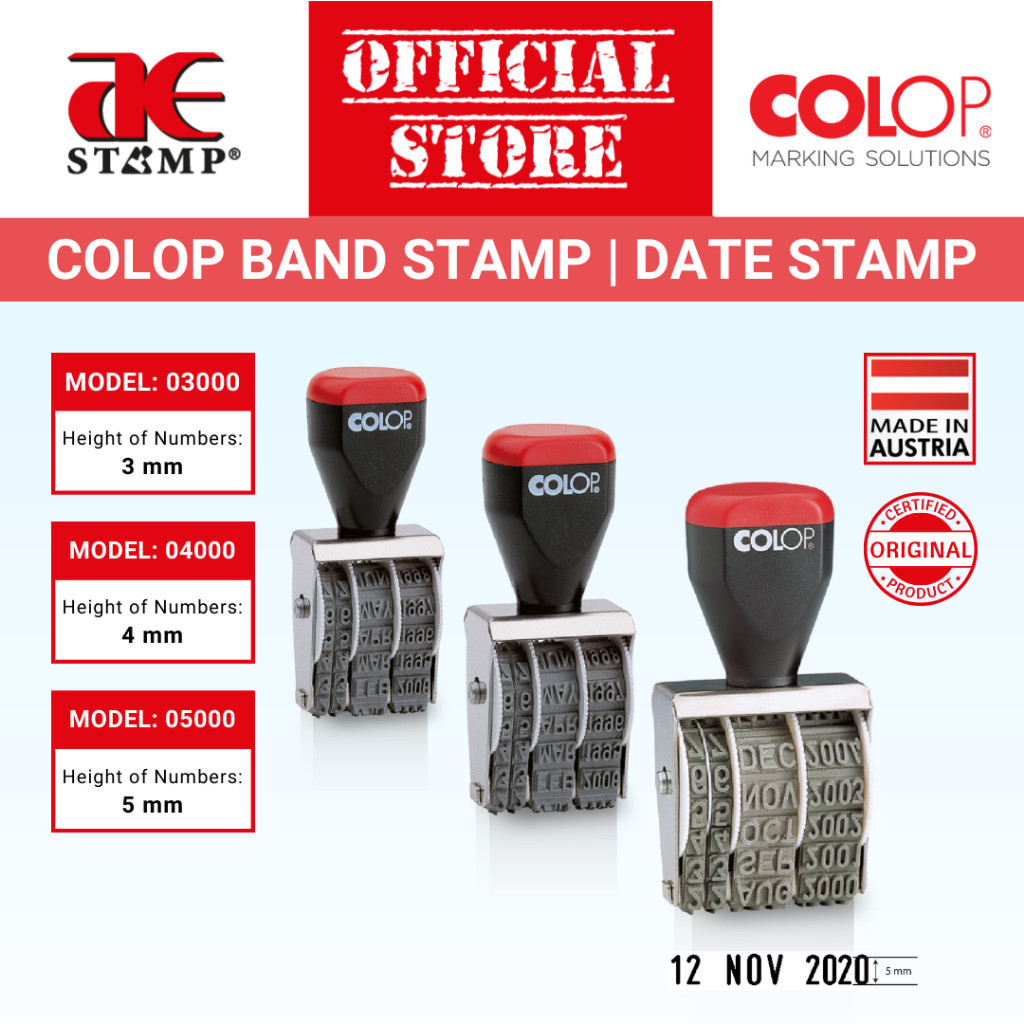 COLOP Date Stamp | Band Stamp | Date Stamp with Phrases 04000WD | Small Medium Large 3mm 4mm 5mm ...
