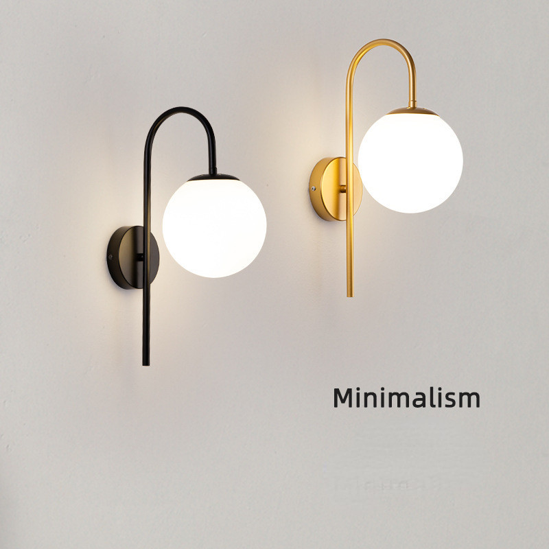 Nordic Designer Minimalist Wall Lamp for Bedroom Bathroom Glass Ball TV ...