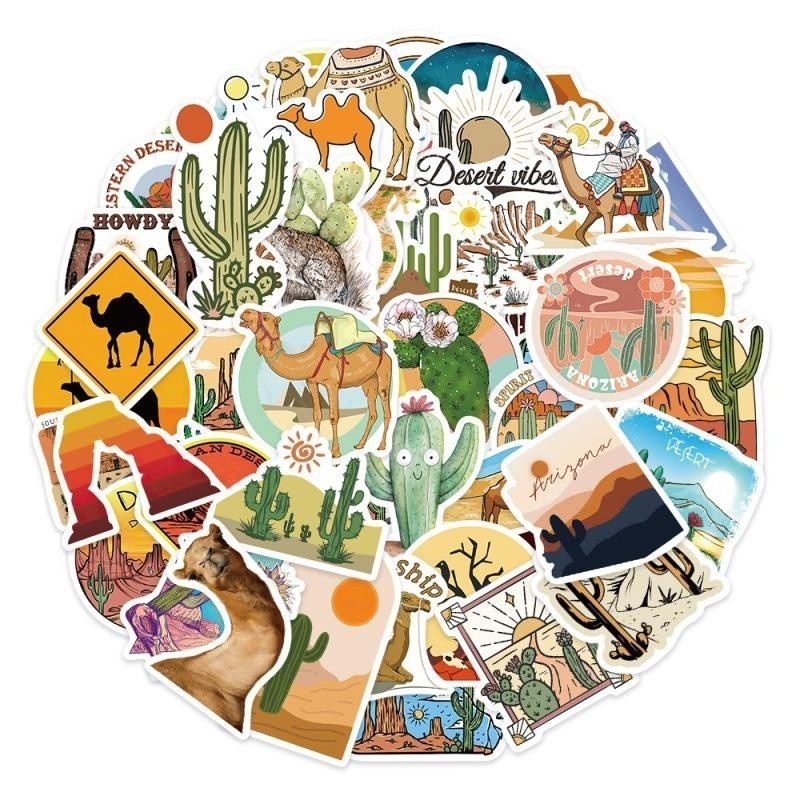 50pcs Desert Landscape Camel Sticker Cartoon Graffiti Stickers ...