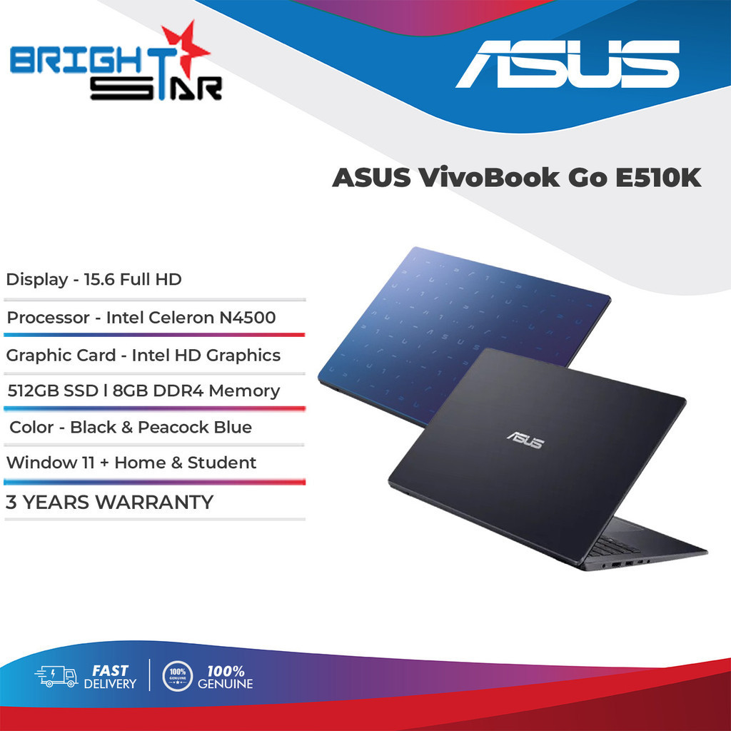 ASUS Vivobook Go E510K-AEJ733WS (Intel Celeron N4500/8GB DDR4/512GB ...