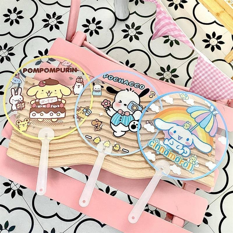 Sanrio Kawaii Pochacco Fan Hello Kitty Kuromi Cartoon Summer Portable ...