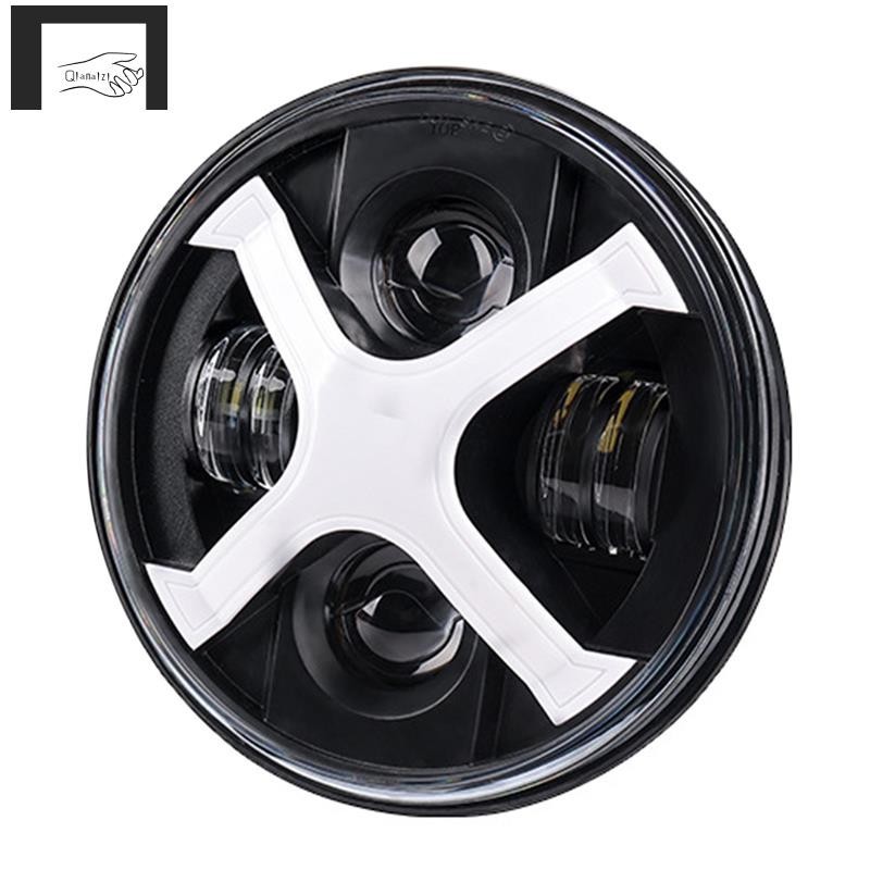 Motorcycle 7 Inch Round LED Headlights DRL Hi/Lo Beam 50W 30W Ring ...