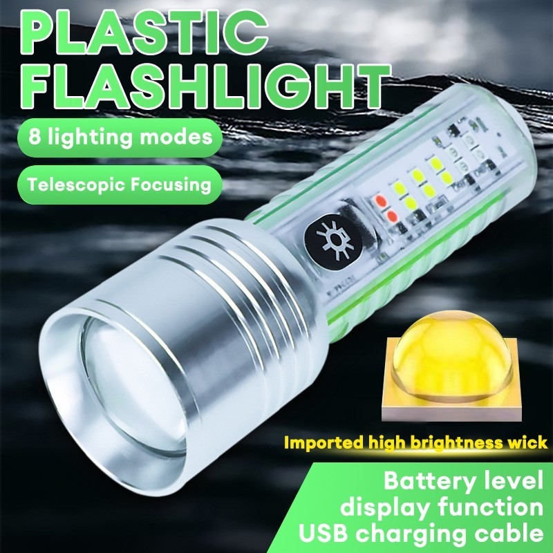 Portable 8 Mode Rechargeable Flashlight Waterproof Torch Light Super ...