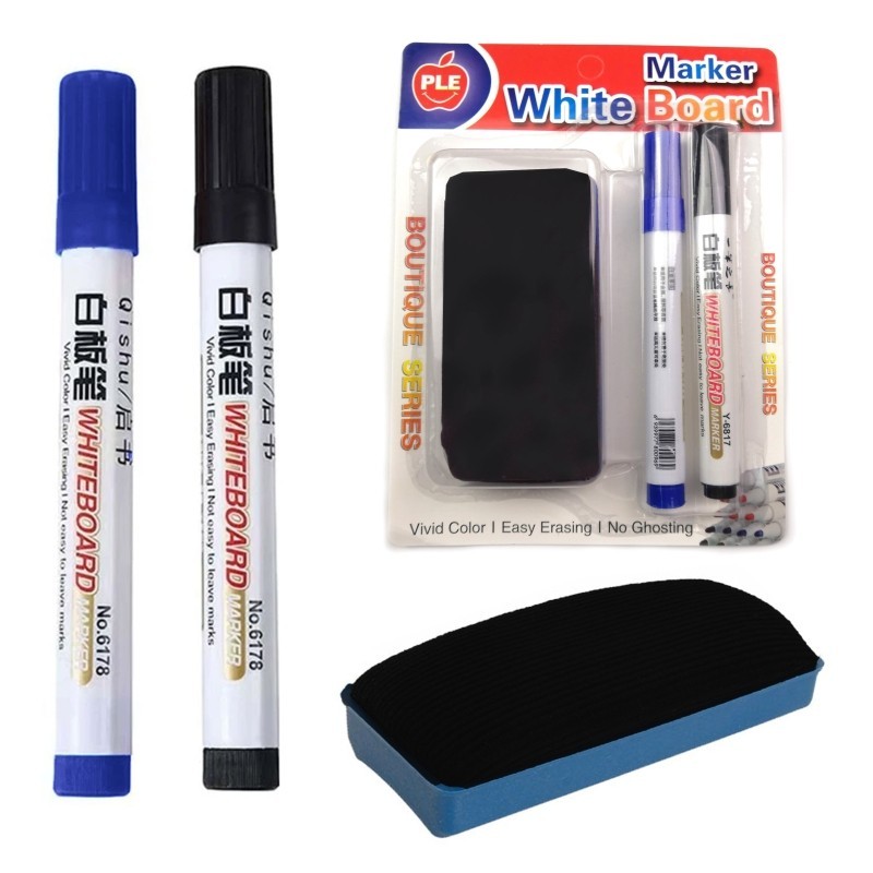 Whiteboard Marker Pen Set (2 Marker Pen + Duster) | Shopee Malaysia