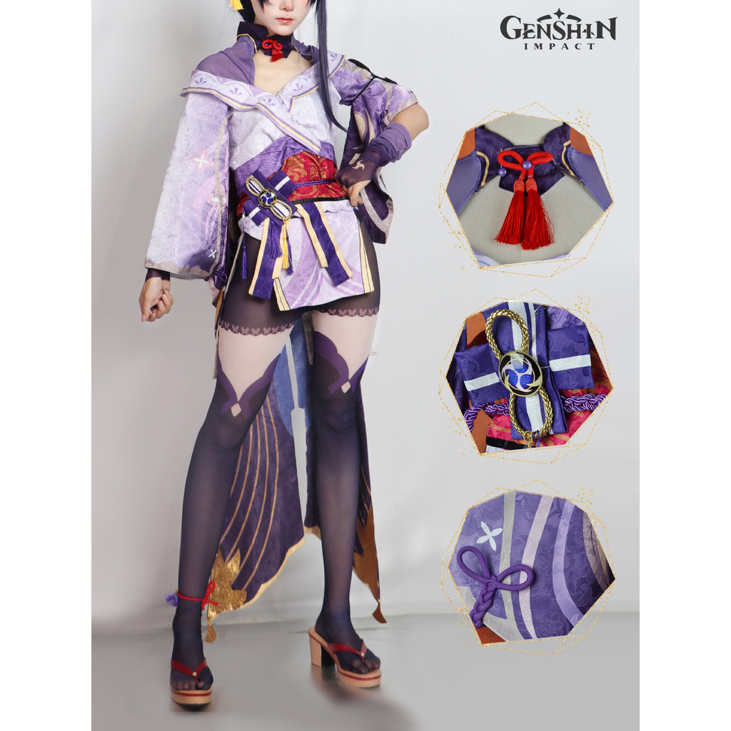 Genshin-Impact Anime Cosplay Costume Raiden'S Purple Kimono Attire With ...