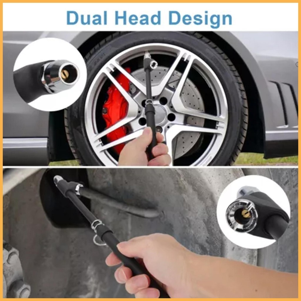 Air Pressure Tire Gauge Straight-On Dual-Head Chuck Air Gauge 10-150PSI ...