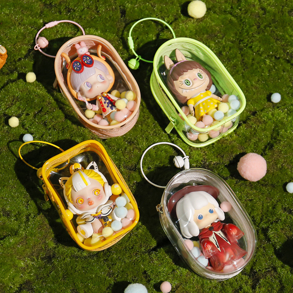 Transparent PVC Cable Storage Box Protective Cover LABUBU Doll Display ...