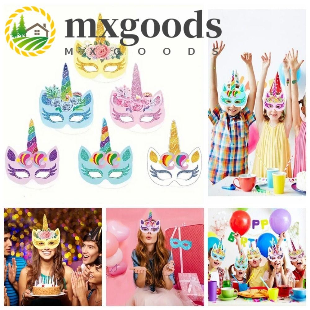 MXGOODS 6pcs Colorful Unicorn Masks, Fun Festive Game Eye Mask, Costume ...