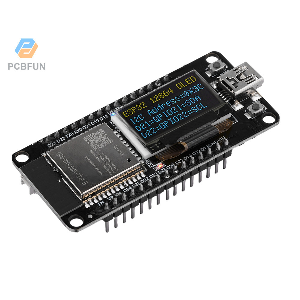 Pcbfun ESP32 ESP-WROOM-32D WIFI Development Board Module Ch340C With 0.96 Oled Screen Yellow ...