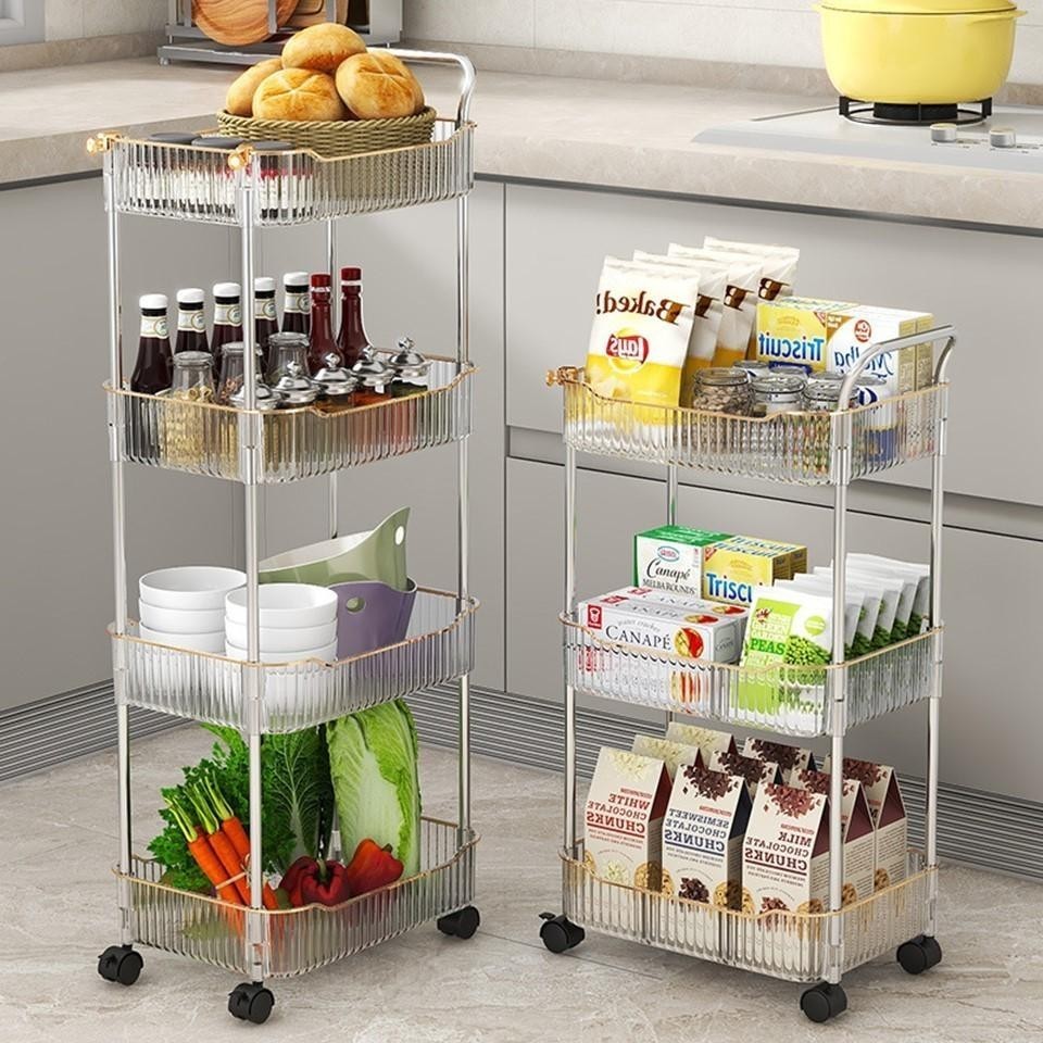 4 Tier Multipurpose Movable Rack Trolley For Kitchen Groceries Makeup ...