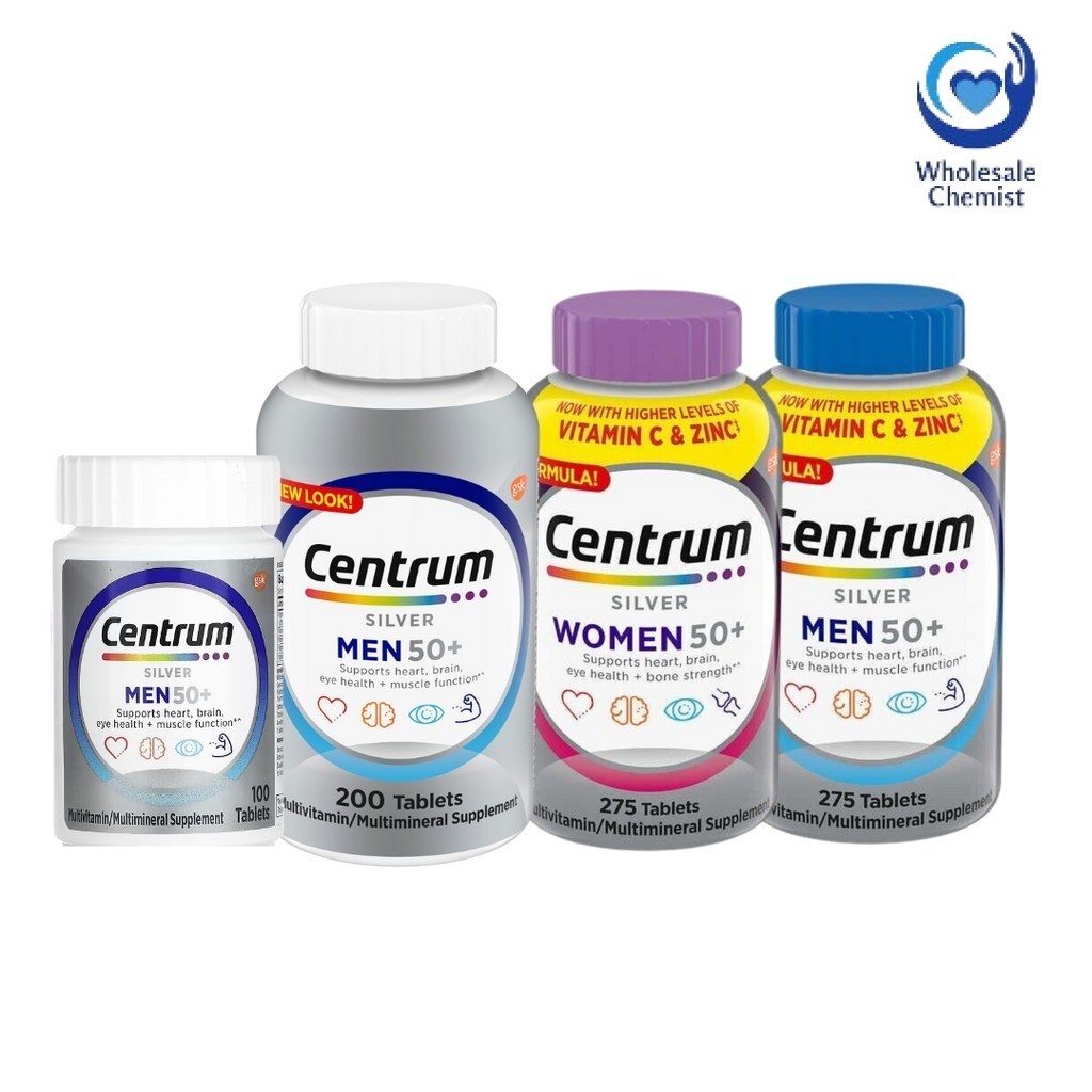 Centrum Silver Men 50+ [100 | 200 | 275 tabs] & Centrum Silver Women 50 ...