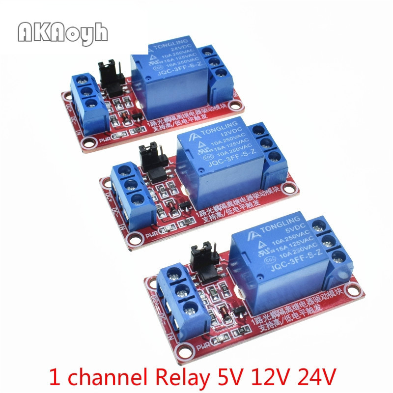 one 1 channel relay module DC 5V 12V 24V high and low level trigger relay control with ...