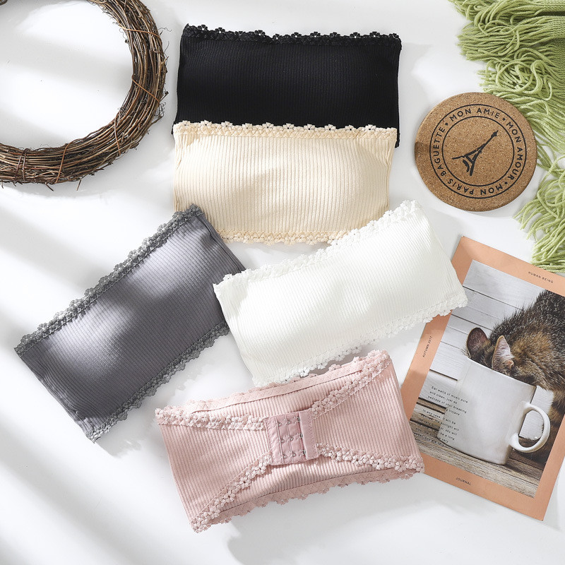 New Style Ribbed Ladies Inner Wear All-Match Wrap Chest Fashion Lace ...