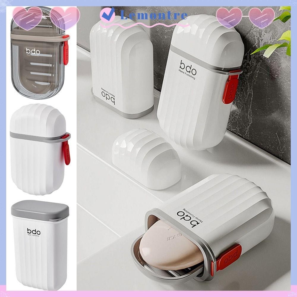 LEMONTRE Soap Rack, Plastic with Cover Travel Soap Dish, Waterproof ...
