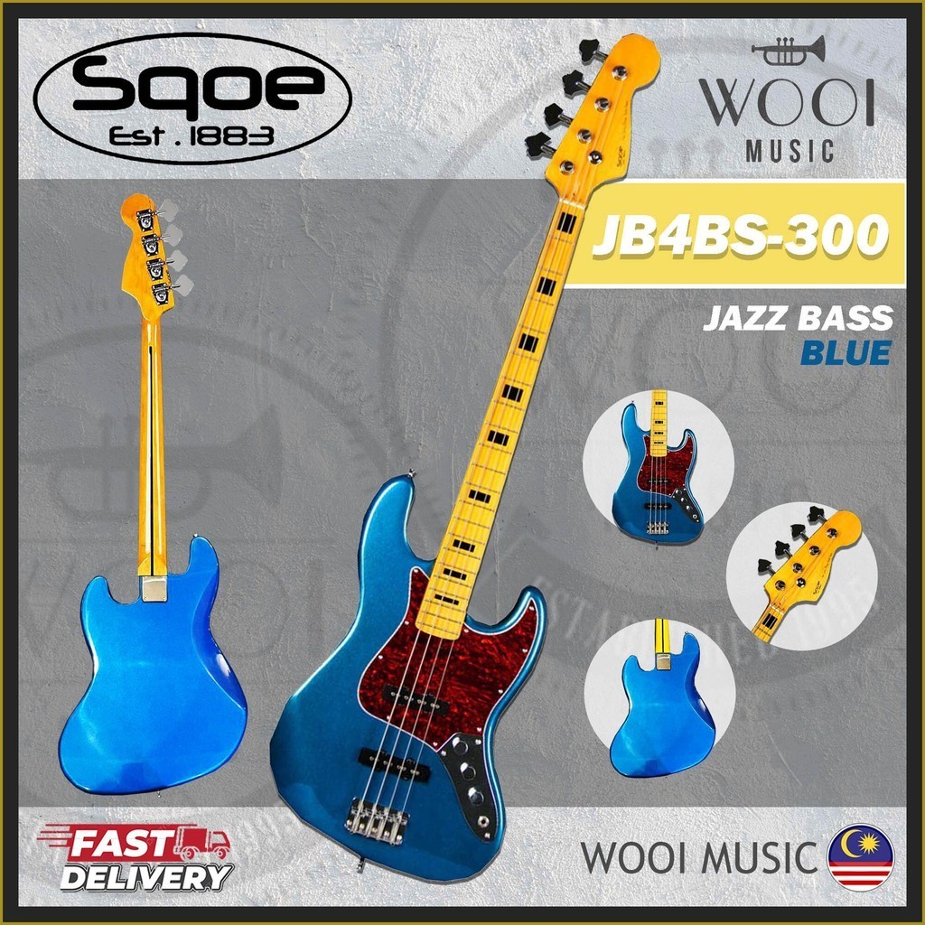 Sqoe JB4BS-300BL Electric Bass Guitar with Maple Fingerboard - Blue (JB4BS300) | Shopee Malaysia