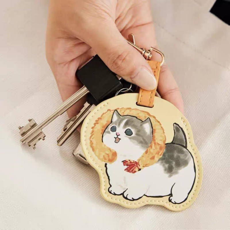 Cartoon Cartoon Keychain Shark Cat Fried Shrimp Cat Leather Waterproof ...