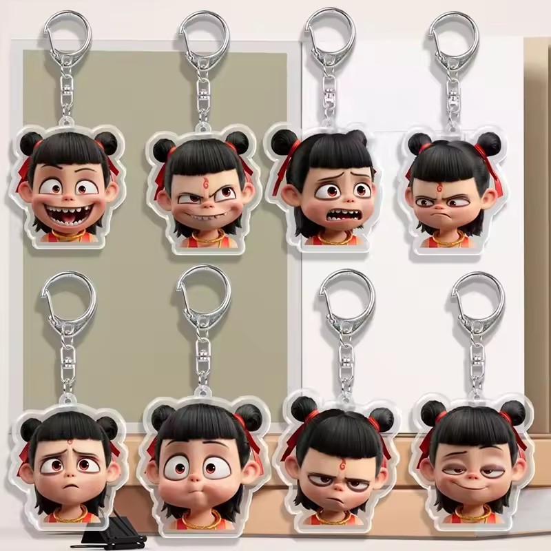 Cartoon Cute Nezha Aobing Acrylic Keychain Nezha 2 Movie Series Pendant ...