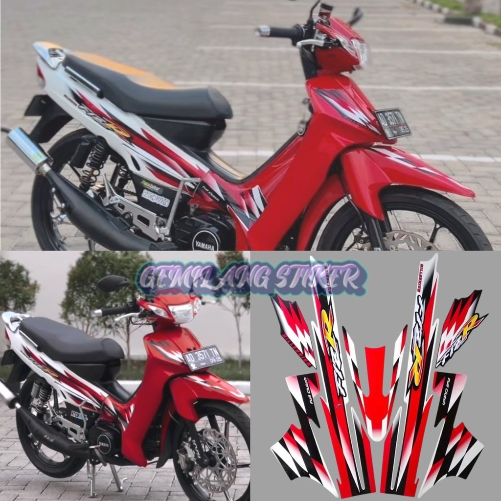 PUTIH MERAH Striping Decal Polet Sticker yamaha fizr f1zr fiz r ...