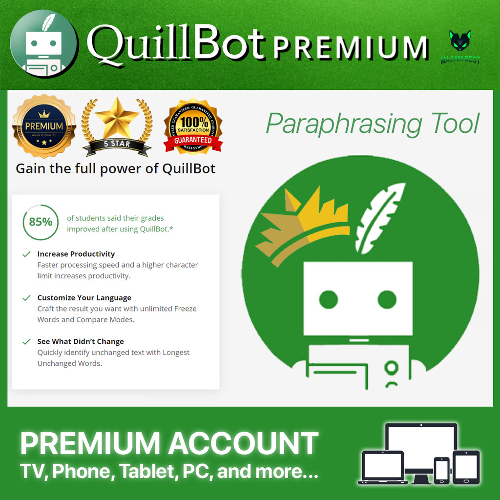QuillBot ⭐ Premium Account | 🔄 Auto-Renewal | 🔥 Lifetime Access | 📲💻 Works on Android, iOS ...