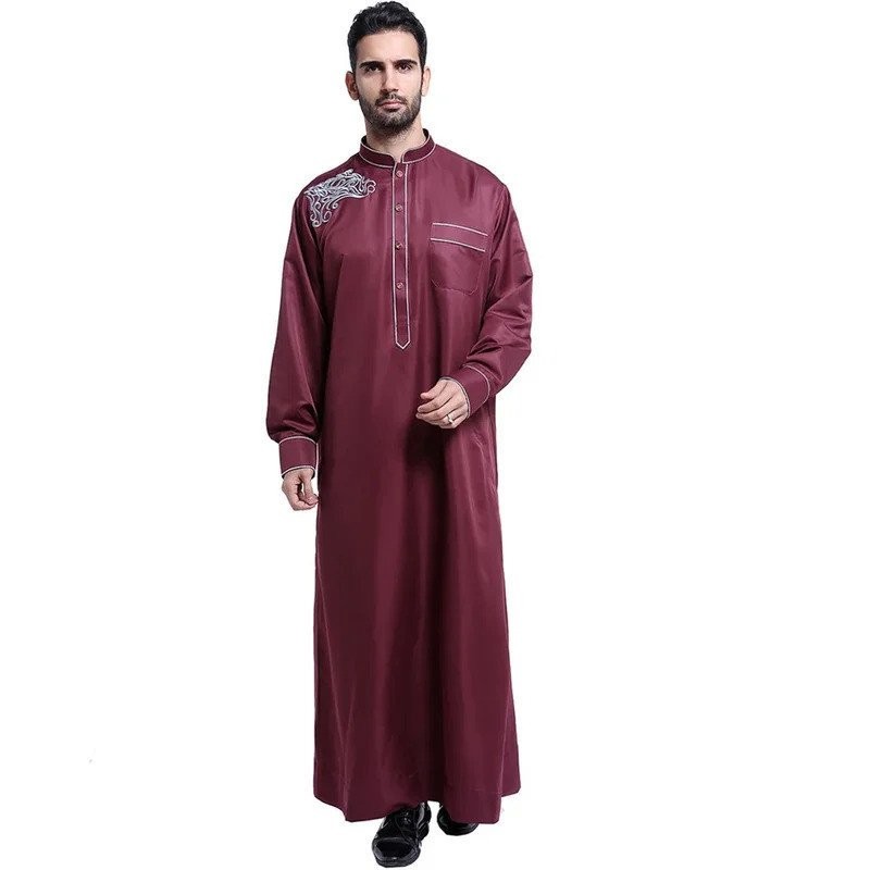 Traditional Muslim Men Jubba Thobe Islam Clothing Ramadan Abaya Thawb ...