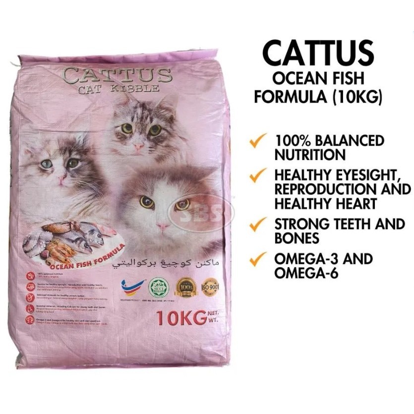 CATTUS Cat Dry Food 10kg Ocean Fish Milk Cat Food Pet Makanan Kucing ...