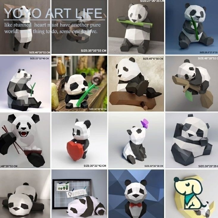 Godz K2 Creative Paper Model Panda Paper Model Home Wall Hanging Wall ...