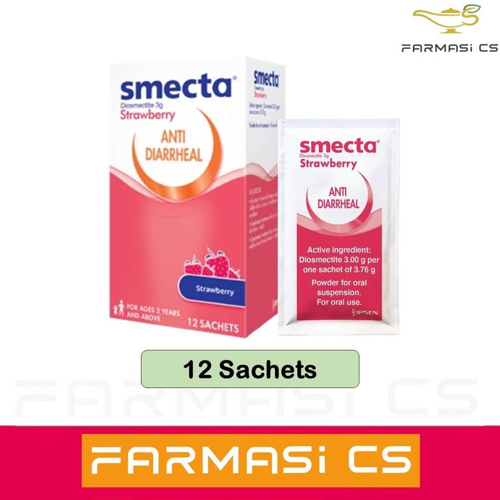 Smecta Anti-Diarrheal Powder Diosmectite Strawberry 3g x 12 Sachets EXP ...