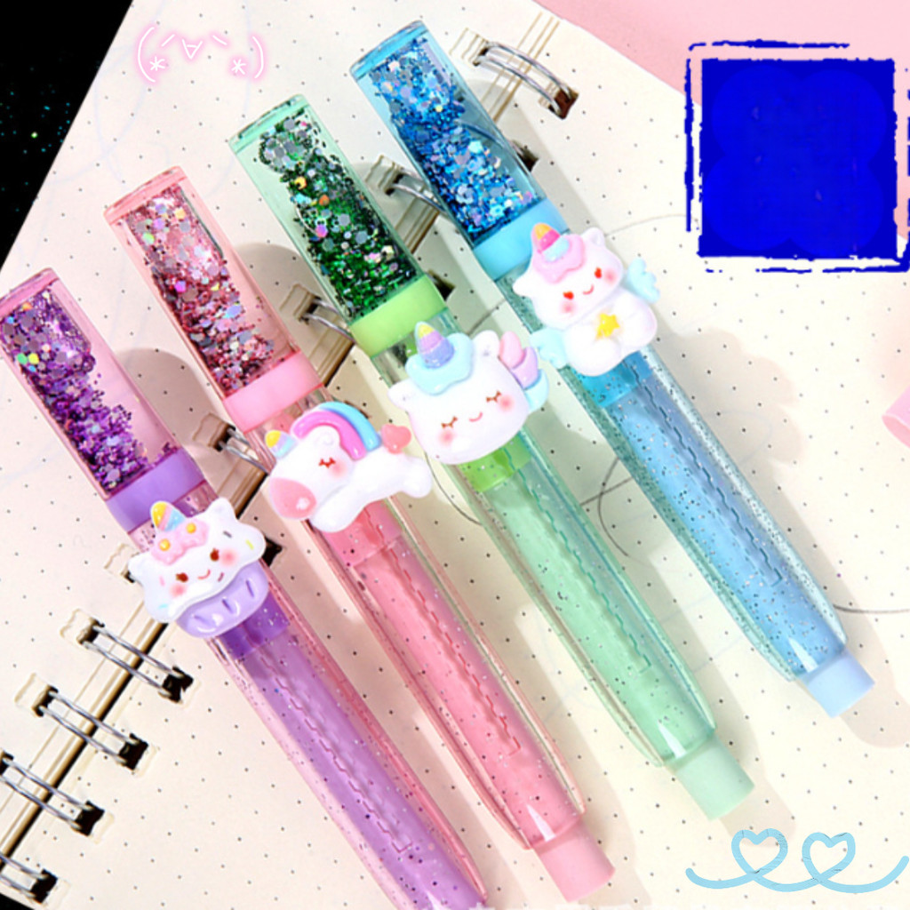 Mechanic SLIDE ERASER FOR PENCIL WITH CUTE GLITTERY UNICORN 3S CARTOON ...