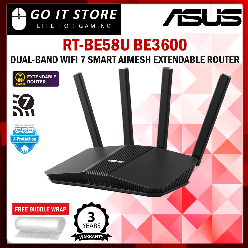 ASUS RT-BE58U Dual Band BE3600 WiFi 7 Router 2.5G WAN 2.0GHz ...