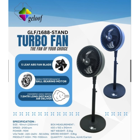 geloof (10") stand circulation fan 90w adjustable fan | table fan | kipas berdiri | kipas meja ...