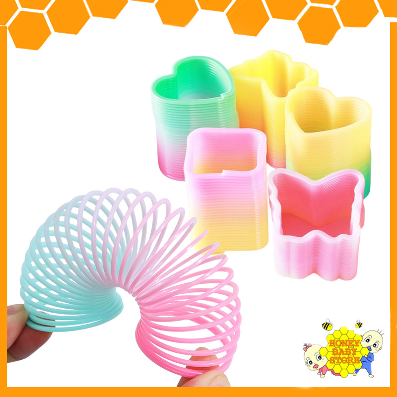 Colorful Circle Spring Plastic Kids Mini Rainbow Magic Spring Toys Coil ...