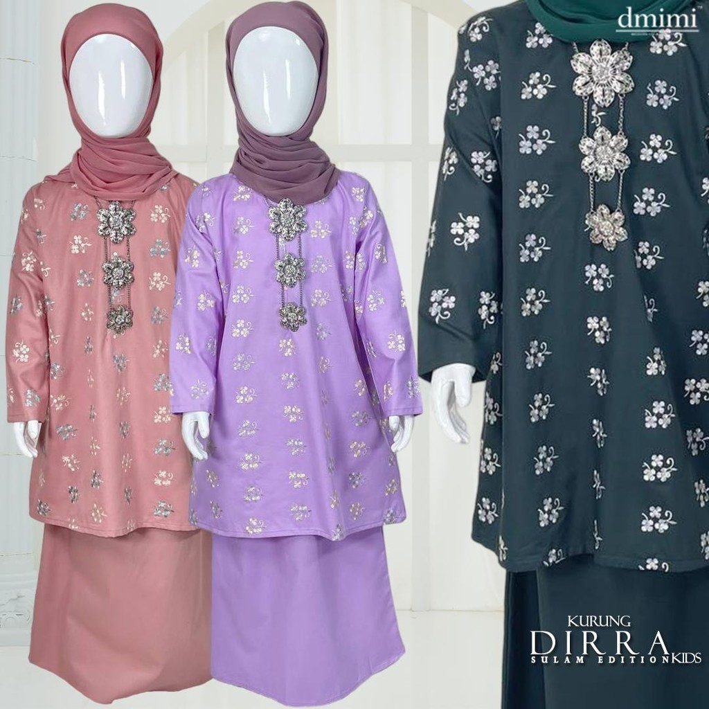 DMIMI EXCLUSIVE Baju Kurung Pahang Labuh Sulam DIRRA (KIDS) | Sulam ...