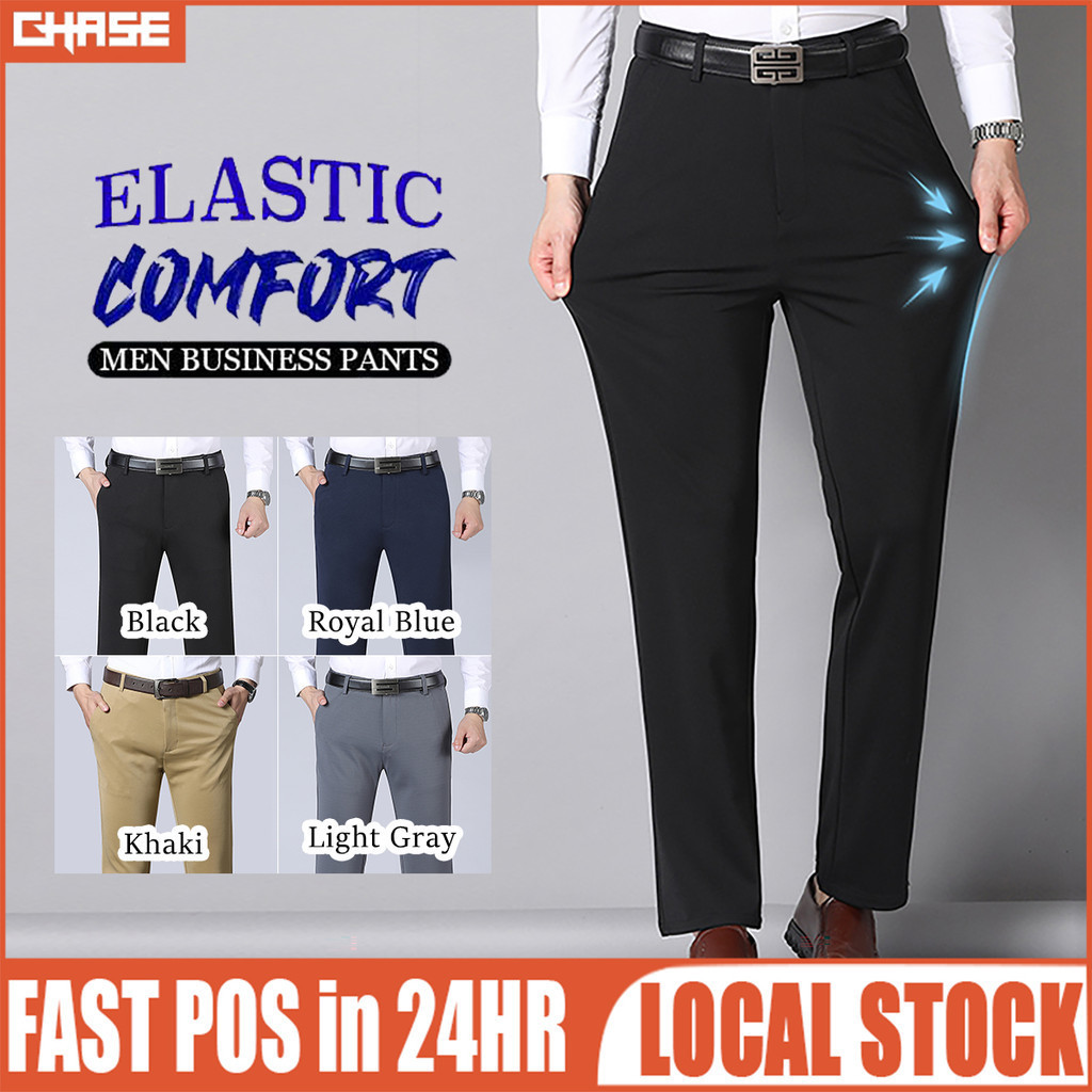 Seluar Slack Lelaki Formal Pants Seluar Pangjang Kerja Office Elastic ...