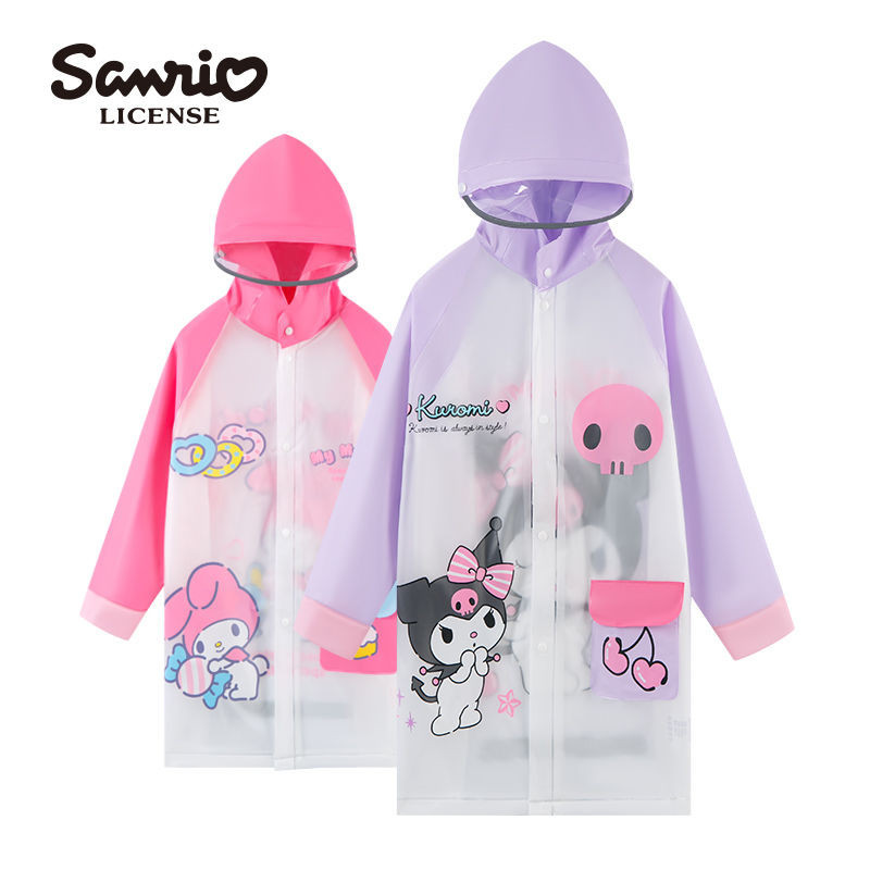 Kuromi Sanrio Children's Raincoat Girls' Poncho Big Brim Student Kindergarten Waterproof Clothes ...