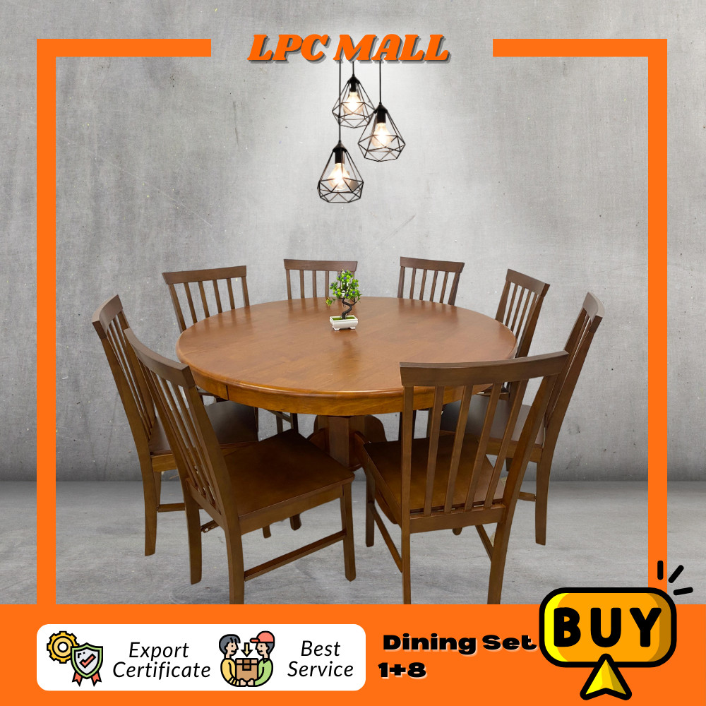 LPC MALL RT1350 4.5ft Round Dining Table + C91/92/93 6/8 seater OAK ...