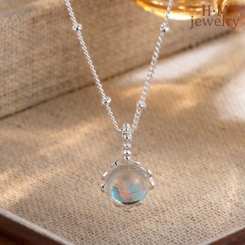 Blue Moonstone Necklace for Women Special-Interest Design Mori Style ...