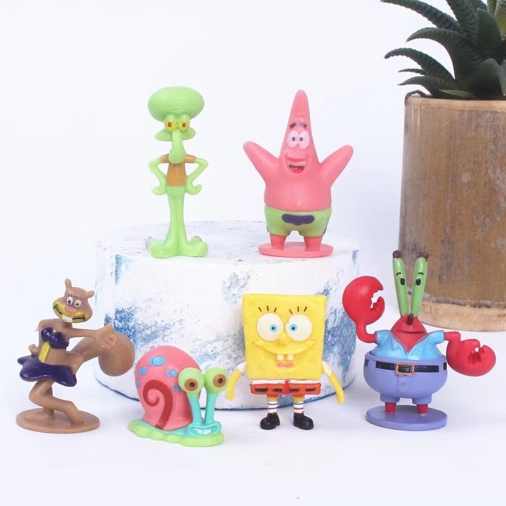 Set of 6pcs Spongebob cartoon animation Patrick Mr. Crabs creative cake ...