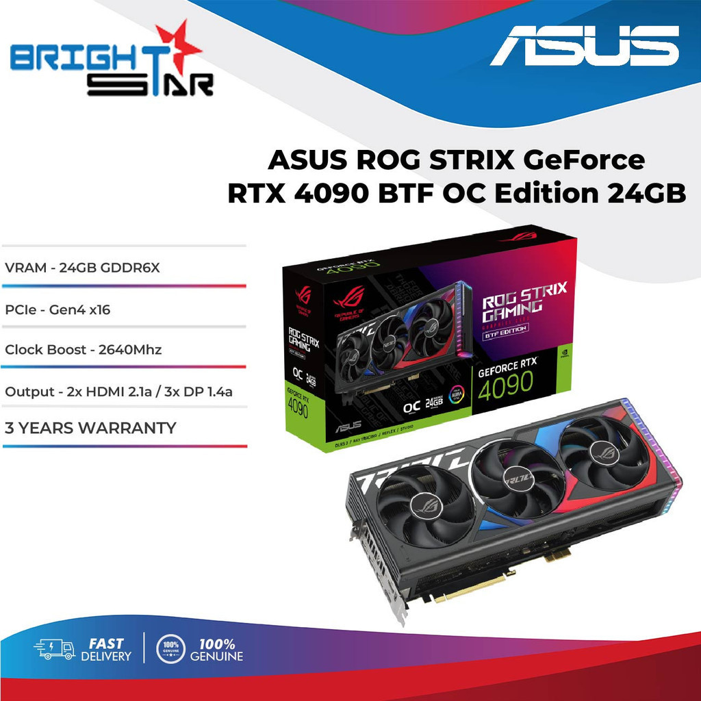 ASUS ROG STRIX GeForce RTX 4090 BTF OC Edition 24GB GDDR6X | Shopee ...