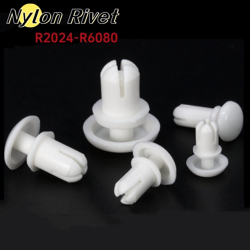 50pcs R2024-R6080 White R Type Nylon Plastic Press Rivet Screw ...