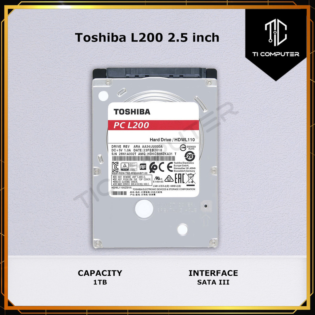 Used Toshiba L200 1TB 2.5 inch SATA Laptop Hard Disk Drive HDD thin ...
