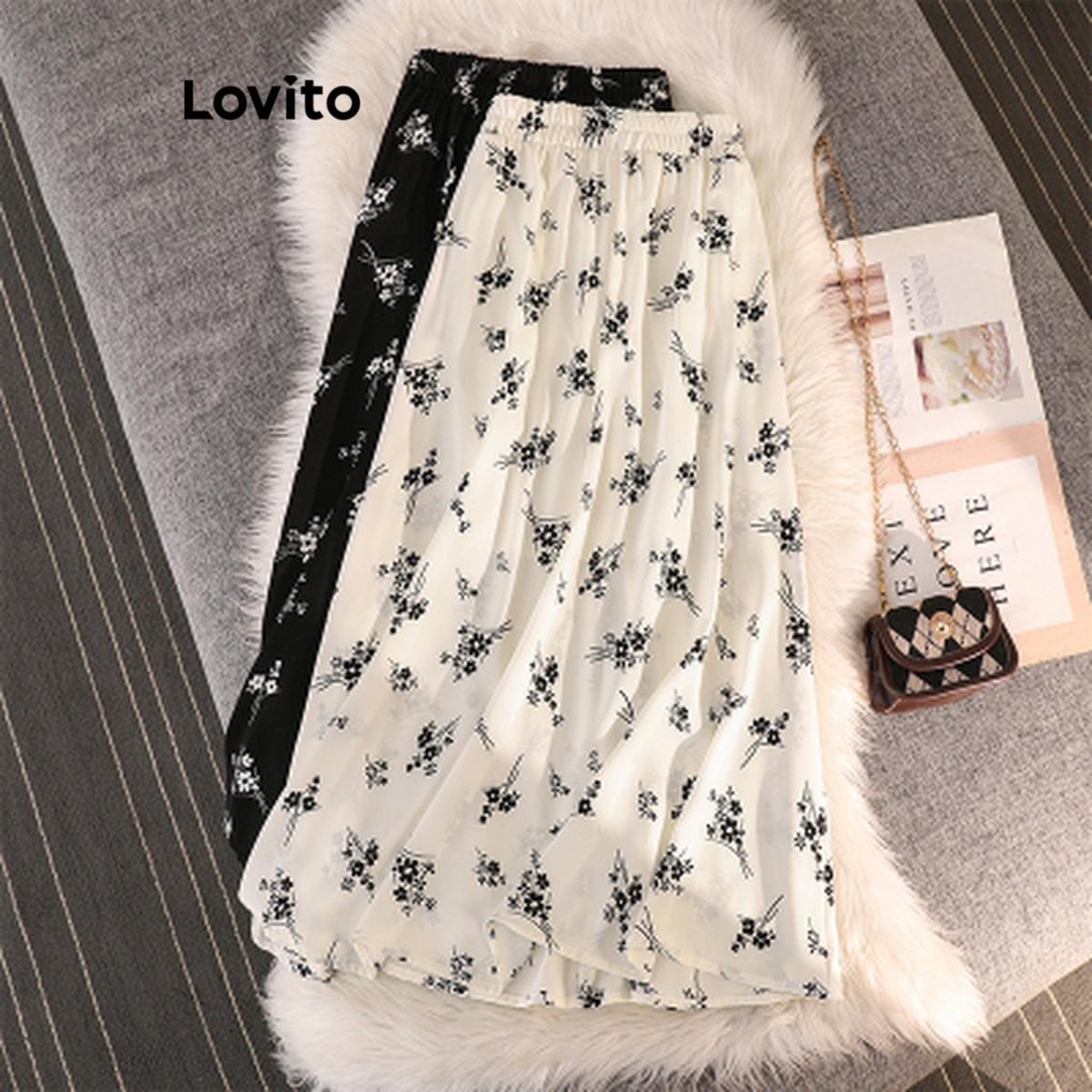 Lovito Casual Ditsy Floral Flowers Skirts for Women LNE53354 Lovito Rok ...