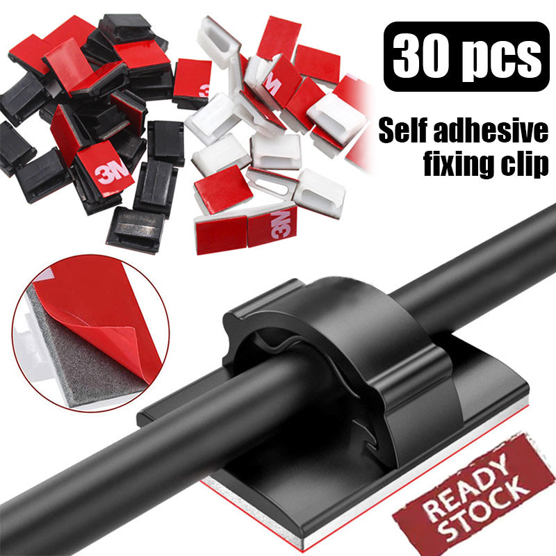 👉MY Local 30PC Cable Clips 3M Self Adhesive Cord Management Black Wire ...